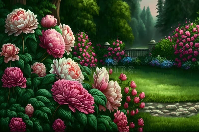 Beautiful Flower Magic Garden. Neural Network Generated Art Stock ...