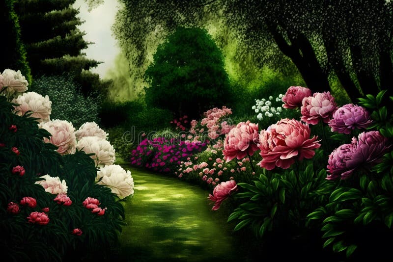 Beautiful Flower Magic Garden. Neural Network Generated Art Stock ...