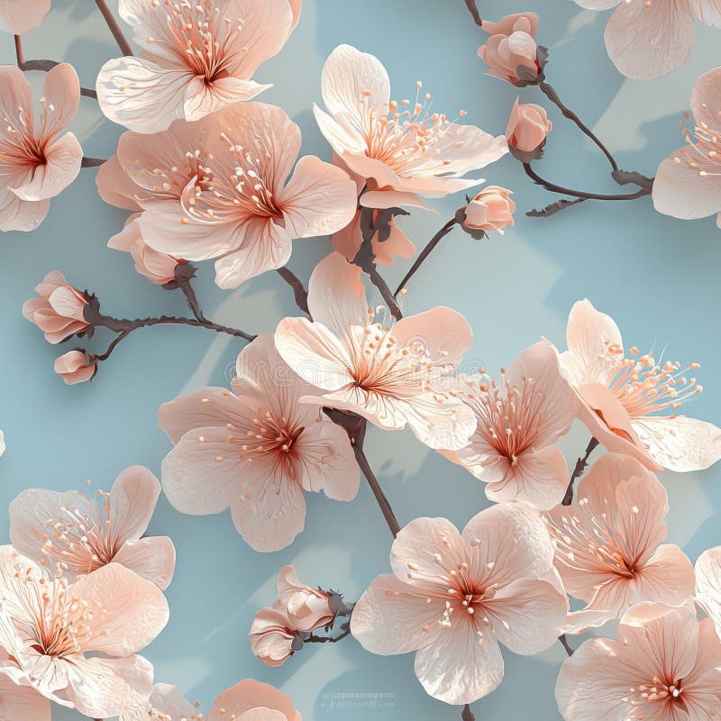 Beautiful Flower Pattern on a Blue Background Creating a Striking ...