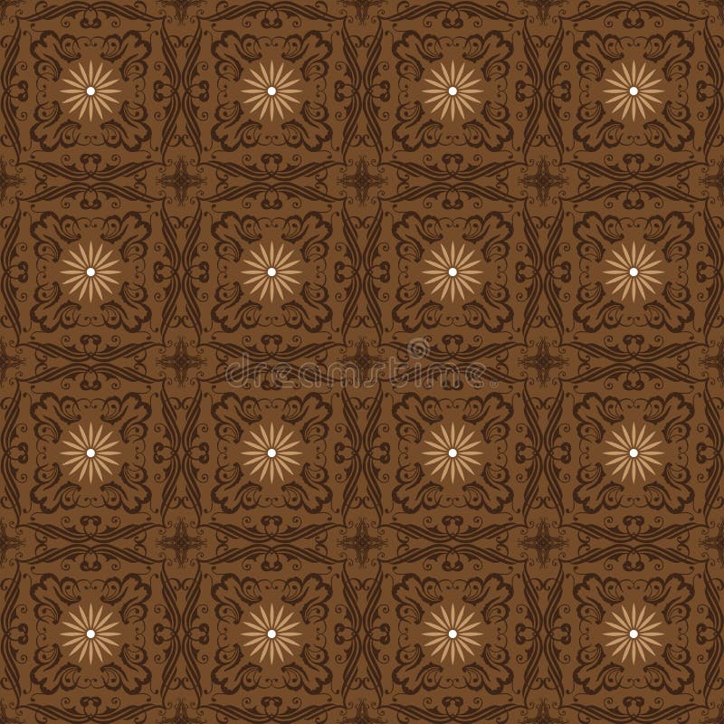 Beautiful Flower Pattern on Indonesian Batik Design with Dark Brown ...