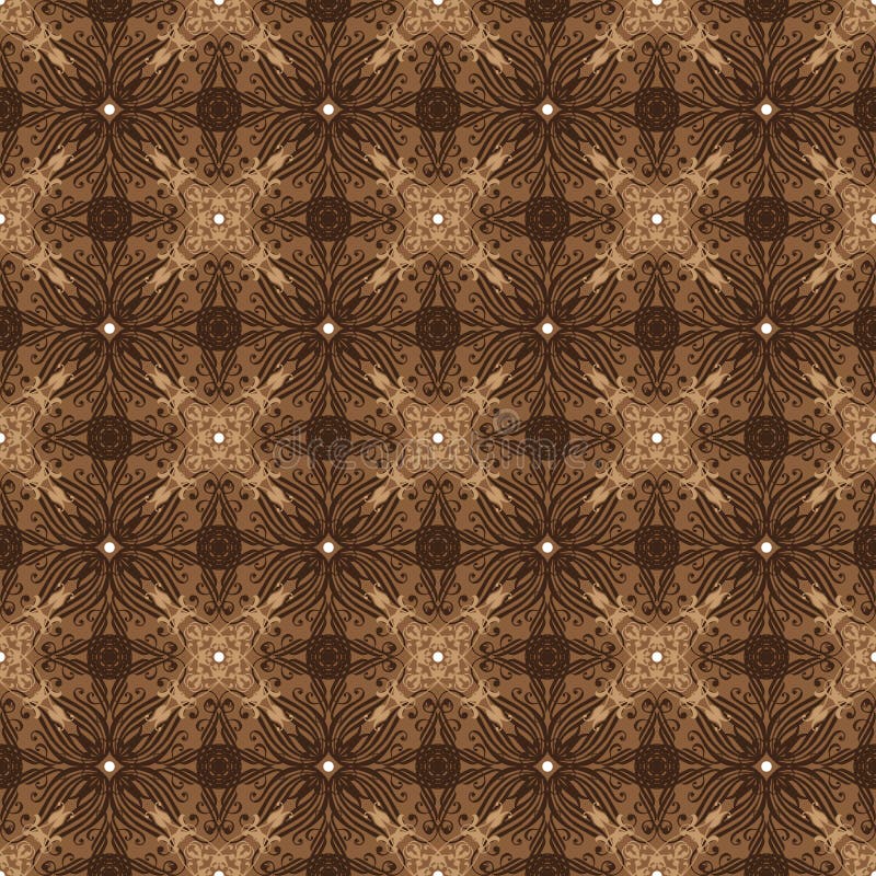Beautiful Flower Patterns on Javanese Batik with Elegant Brown Color ...