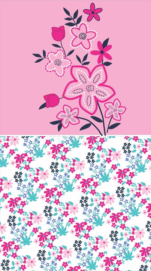 Beautiful Flower Print with All Over Vector Art Stock Vector ...