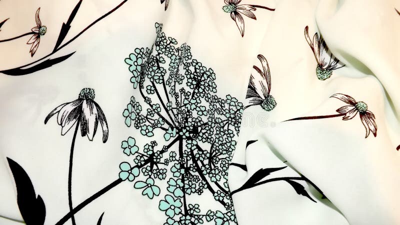 Beautiful Flower Print on Fabric Stock Illustration - Illustration of ...