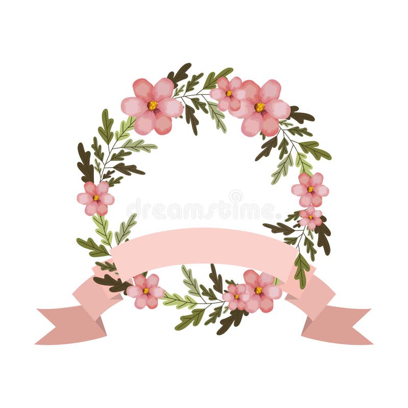 Beautiful Flower and Ribbon Circular Frame Stock Vector - Illustration ...