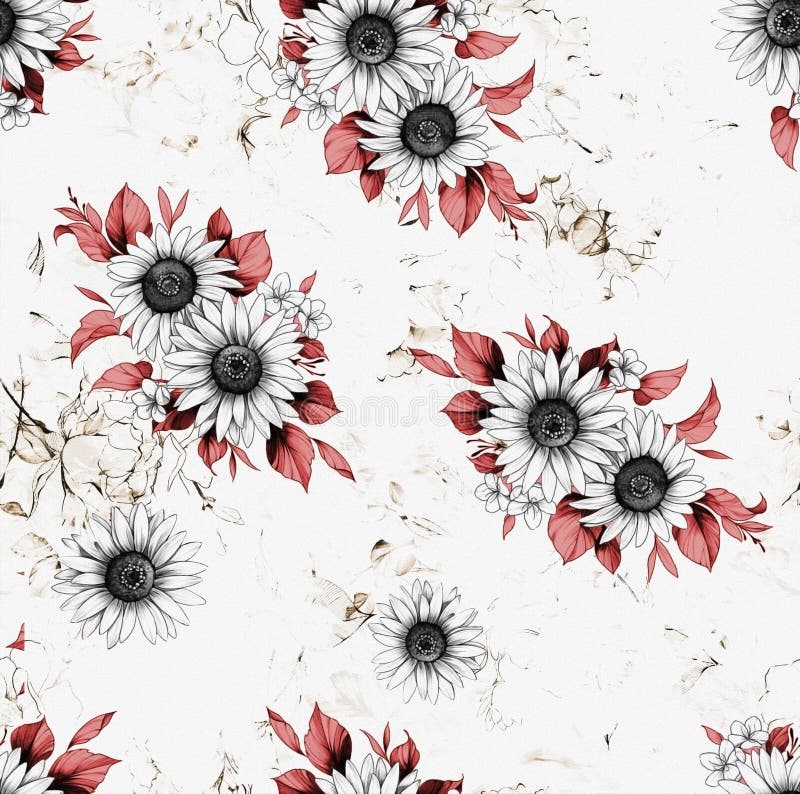 Beautiful Flower Seamless Pattern Stock Illustration - Illustration of ...