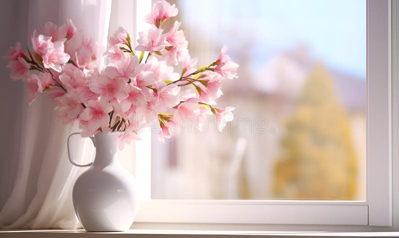 Beautiful Flower Vase on the Edge of the Window, Ai Generative Stock ...