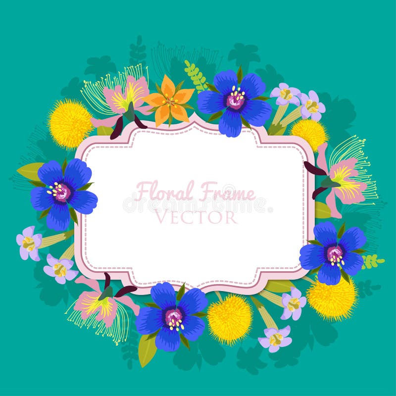 Beautiful Flower Vector Frame. Stylish Floral Background for Greeting ...