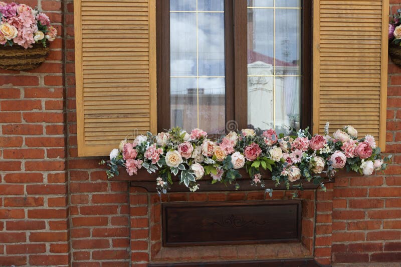 Beautiful Flowers Adorn the Window Stock Image - Image of bouquet ...