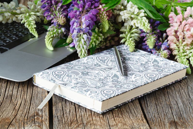 Beautiful Flowers and Laptop Stock Image - Image of blossom, decor ...