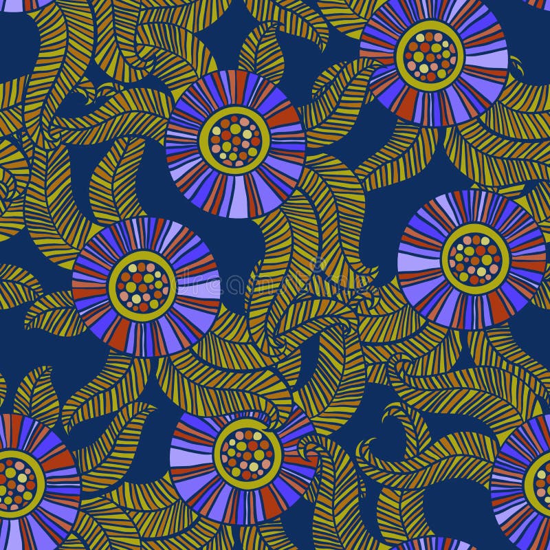 Beautiful Flowers Set. Vector Seamless Pattern Stock Vector ...