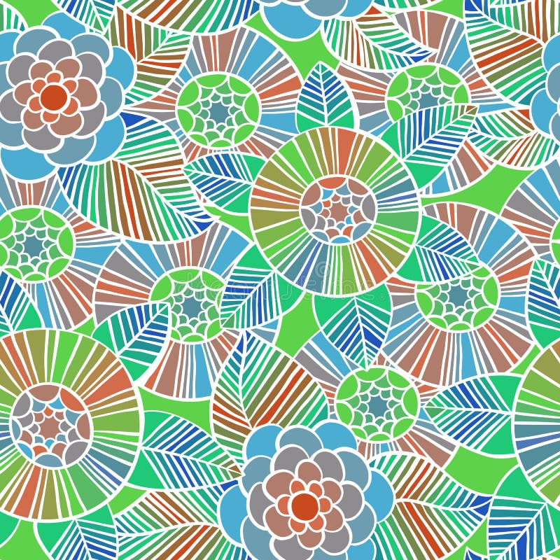 Beautiful Flowers Set. Vector Seamless Pattern Stock Vector ...