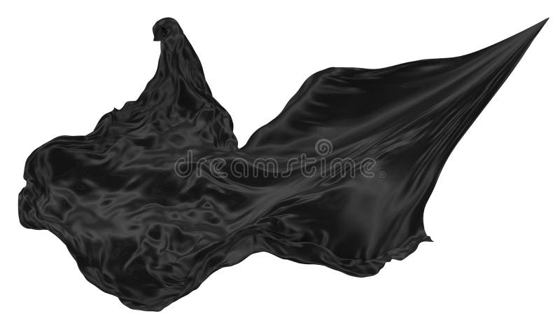 Beautiful Flowing Fabric of Black Wavy Silk or Satin. 3d Rendering ...
