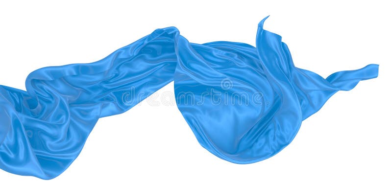Beautiful Flowing Fabric of Blue Wavy Silk or Satin. 3d Rendering Image ...