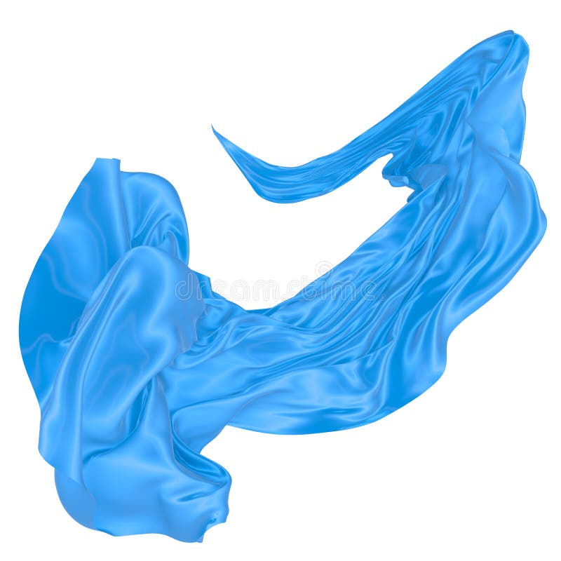 Beautiful Flowing Fabric of Blue Wavy Silk or Satin. 3d Rendering Image ...