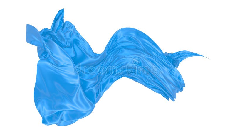 Beautiful Flowing Fabric of Blue Wavy Silk or Satin. 3d Rendering Image ...