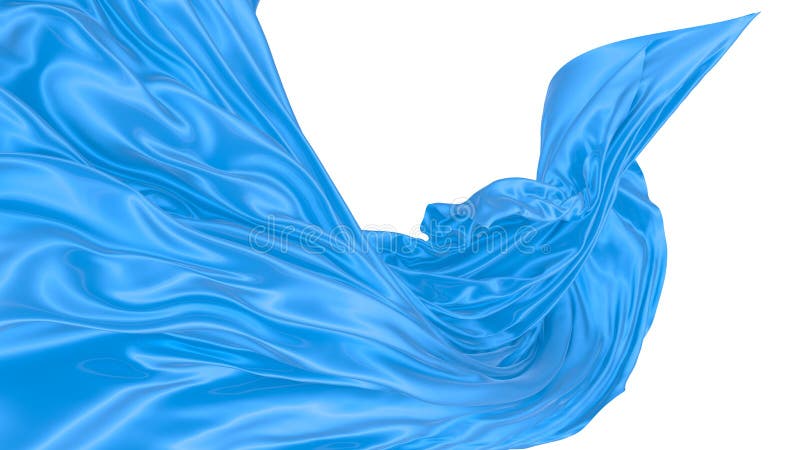 Beautiful Flowing Fabric of Blue Wavy Silk or Satin. 3d Rendering Image ...