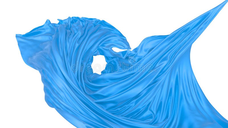 Beautiful Flowing Fabric of Blue Wavy Silk or Satin. 3d Rendering Image ...