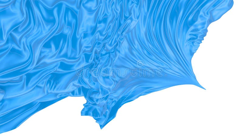 Beautiful Flowing Fabric of Blue Wavy Silk or Satin. 3d Rendering Image ...