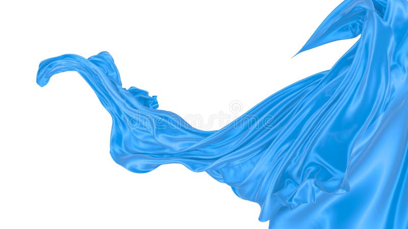Beautiful Flowing Fabric of Blue Wavy Silk or Satin. 3d Rendering Image ...