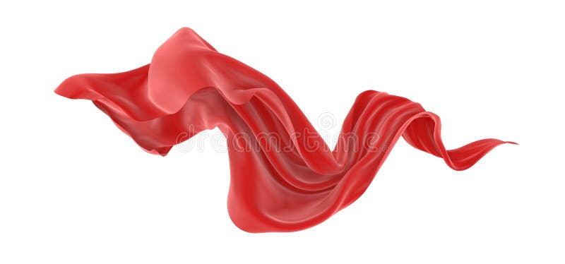 Beautiful Flowing Fabric of Red Wavy Silk or Satin. 3d Rendering Image ...