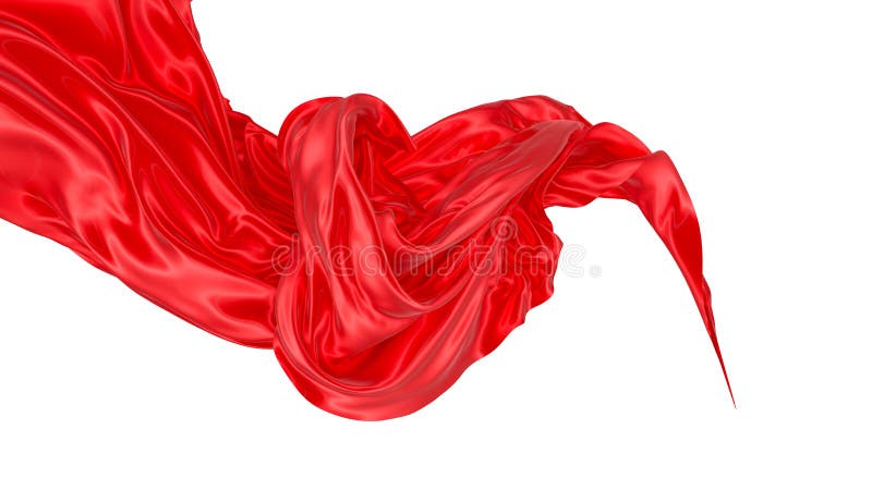 Beautiful Flowing Fabric of Red Wavy Silk or Satin. 3d Rendering Image ...