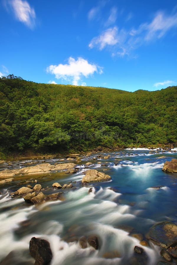 Beautiful Flowing River Landscape Stock Image - Image of blue, outdoor ...