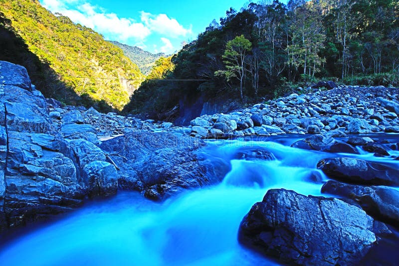 Beautiful Flowing River Landscape Stock Image - Image of background ...