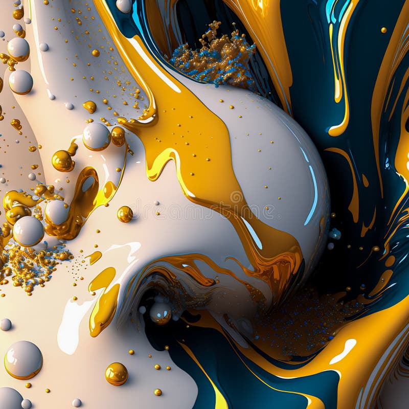 Beautiful Fluid Abstract Background. Acrylic Texture with Gold Marble ...