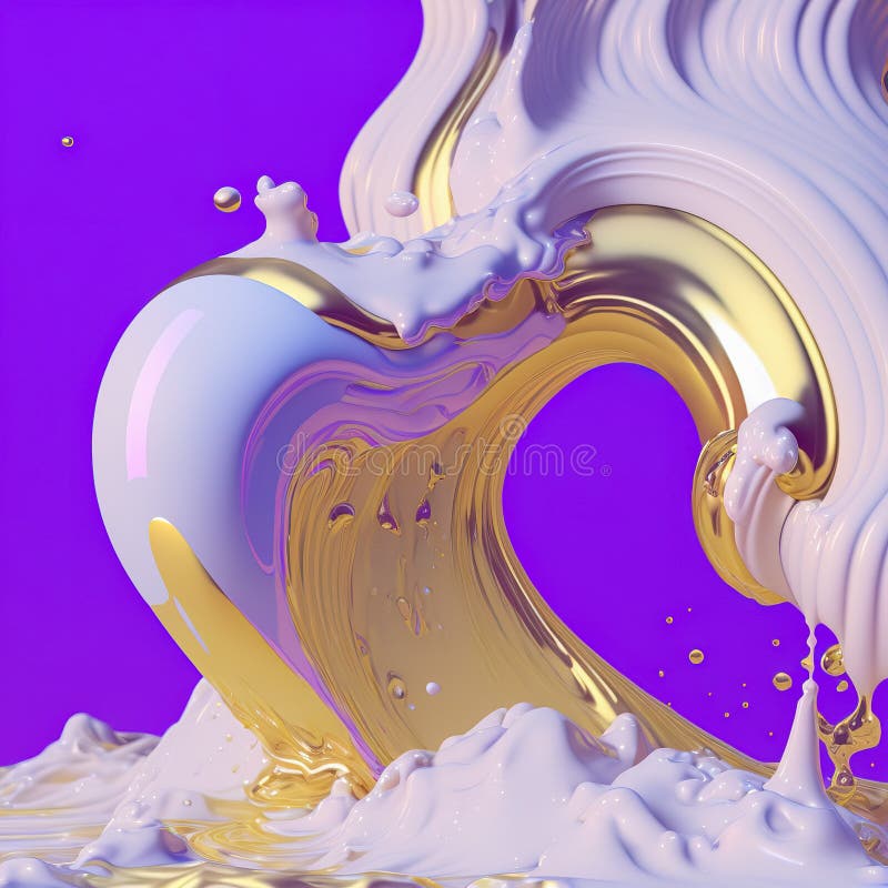 Beautiful Fluid Abstract Background. Acrylic Texture with Gold Marble ...