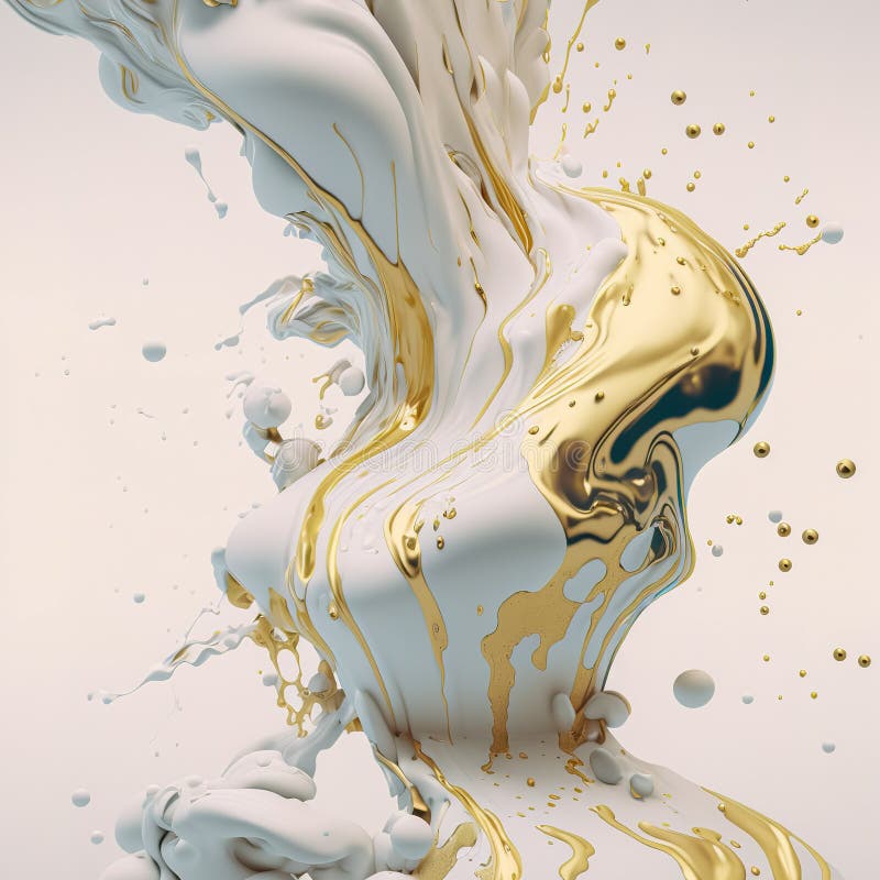 Beautiful Fluid Abstract Background. Acrylic Texture with Gold Marble ...