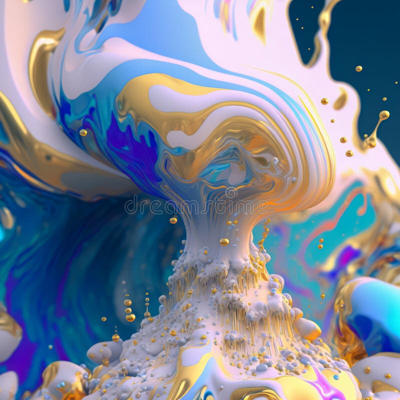 Beautiful Fluid Abstract Background. Acrylic Texture with Gold Marble ...