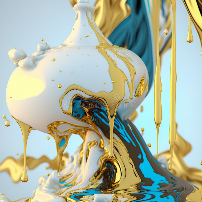 Beautiful Fluid Abstract Background. Acrylic Texture with Gold Marble ...