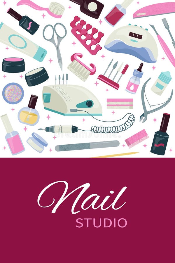 Beautiful Flyer, Certificate, Banner Set of Nails Care Elements. Frame ...