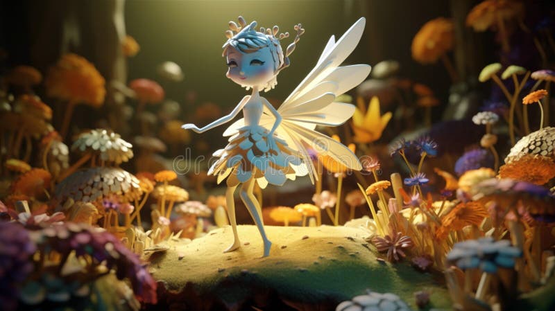 Beautiful Flying Fairy. a Tiny and Delicate Cartoon Fairy Stock ...