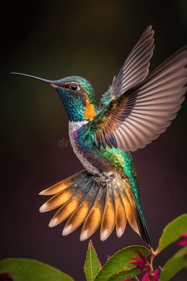 Beautiful Flying Hummingbird. Generative AI Stock Illustration ...