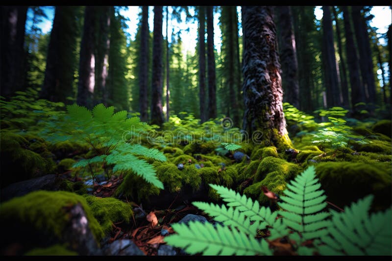 Beautiful Forest Ground View, Generative AI Stock Illustration ...
