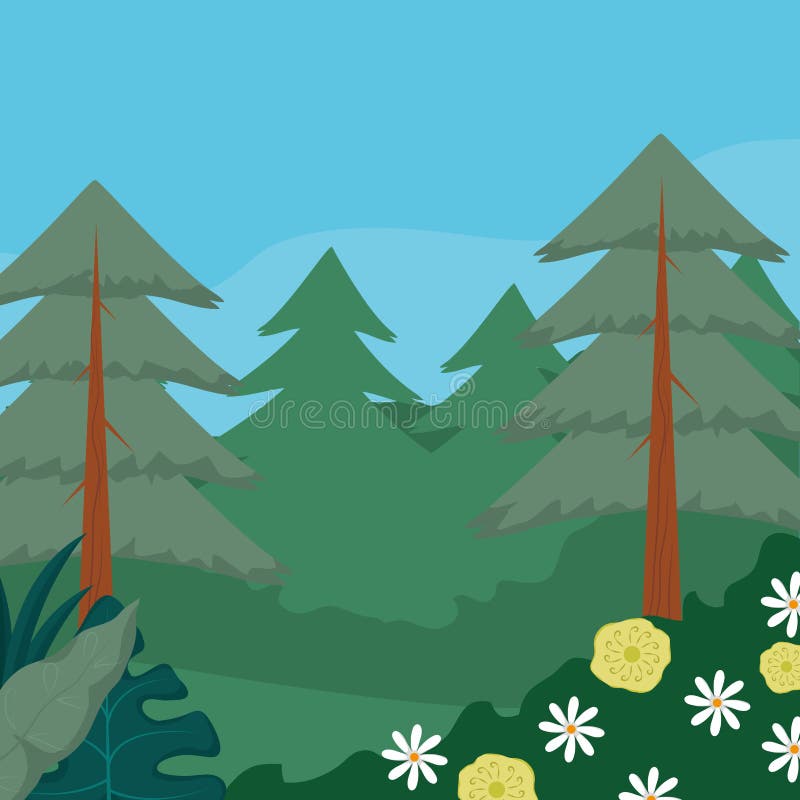 Beautiful forest landscape stock vector. Illustration of flora - 112711702