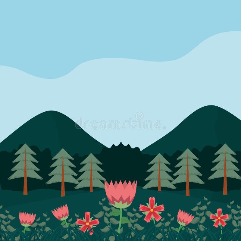 Beautiful forest landscape stock vector. Illustration of flora - 112711983
