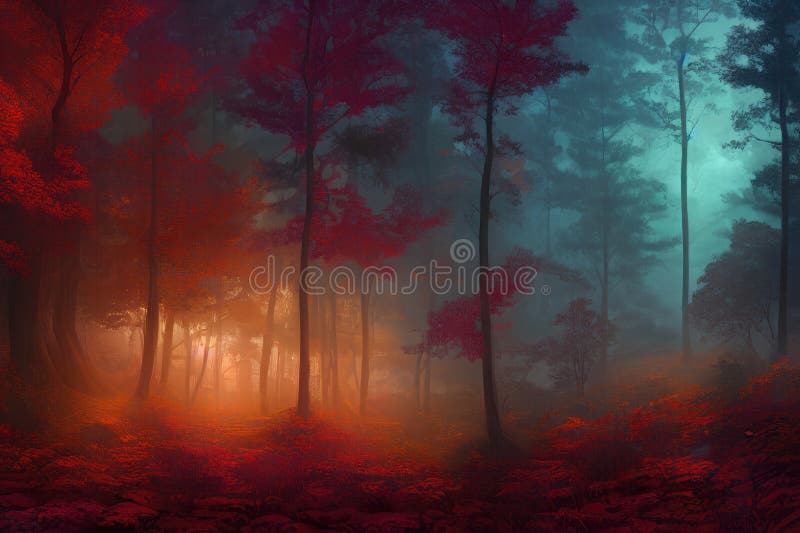 Beautiful Forest Rich Deep Colors Stock Illustration - Illustration of ...