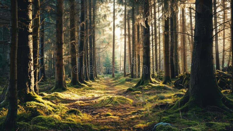 Beautiful Forest and Shades of Trees Stock Illustration - Illustration ...