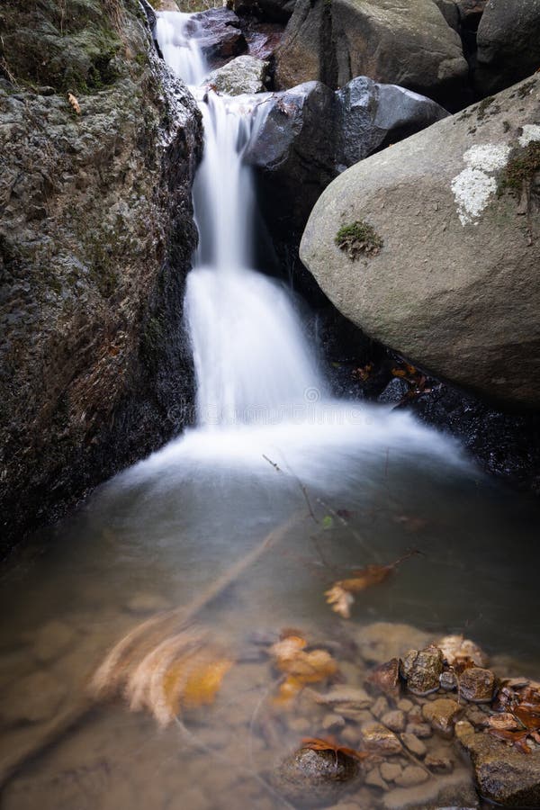 Beautiful Forest Waterfall Creek in Long Exposure in Fall Scenery Stock ...