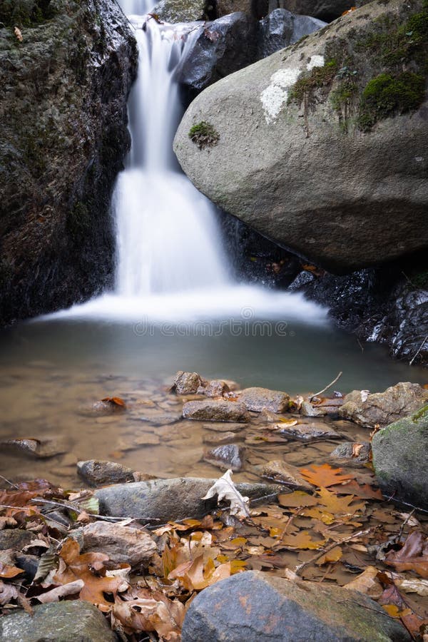 Beautiful Forest Waterfall Creek in Long Exposure in Fall Scenery Stock ...