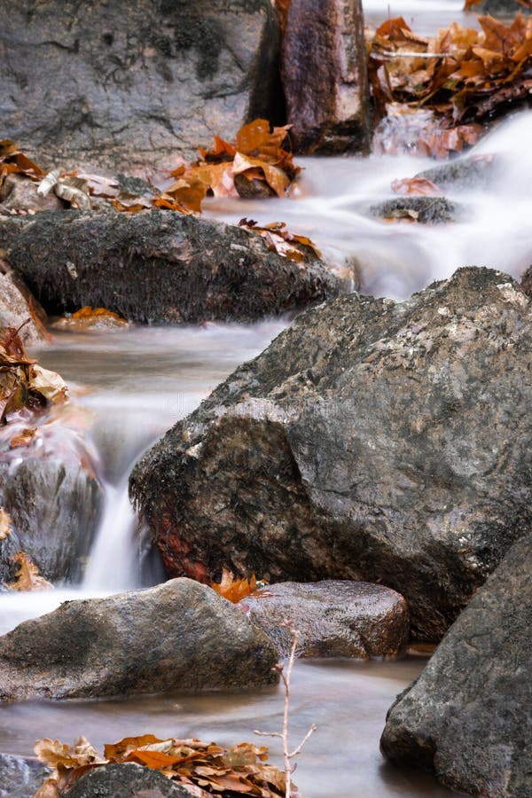 Beautiful Forest Waterfall Creek in Long Exposure in Fall Scenery Stock ...