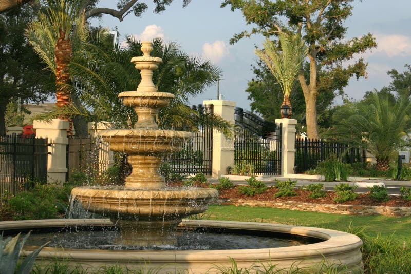 Beautiful Fountain stock image. Image of palms, iron, clouds - 6504293