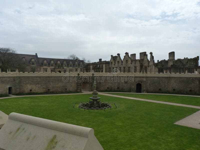 Beautiful Fountain in a Castle Garden Stock Photo - Image of family ...