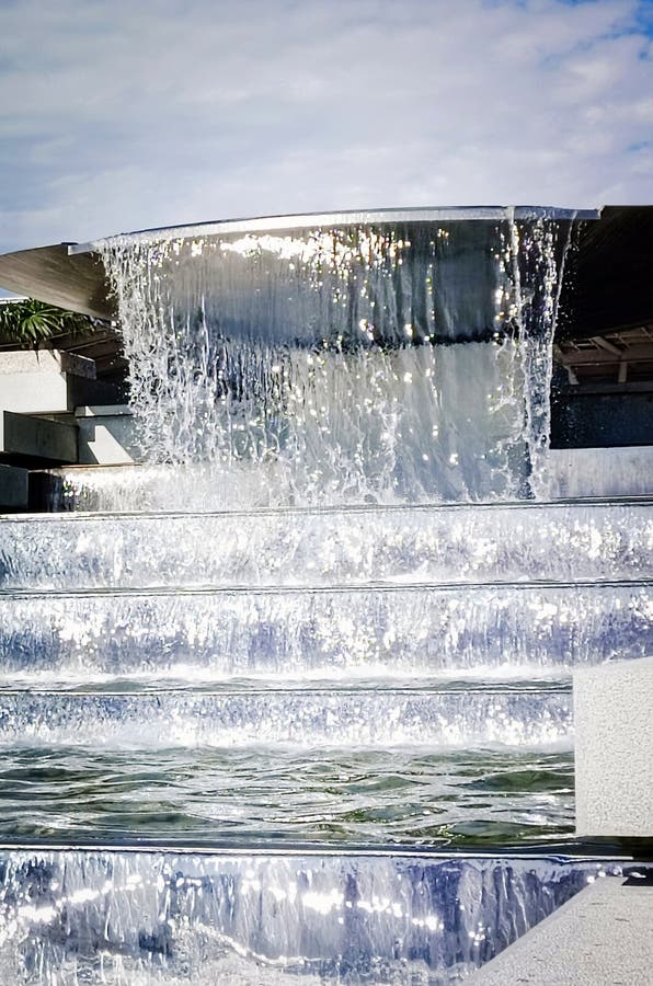 Beautiful Fountain with Falling Water. Vertical Photo Stock Image ...