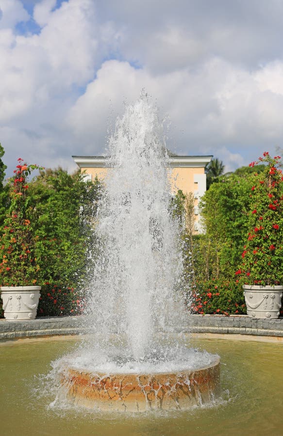 Beautiful Fountain in the Flower Garden Stock Photo - Image of outdoor ...