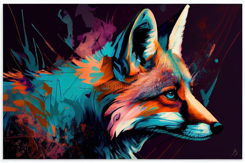 Beautiful Fox in Purple Til Tones Stock Illustration - Illustration of ...