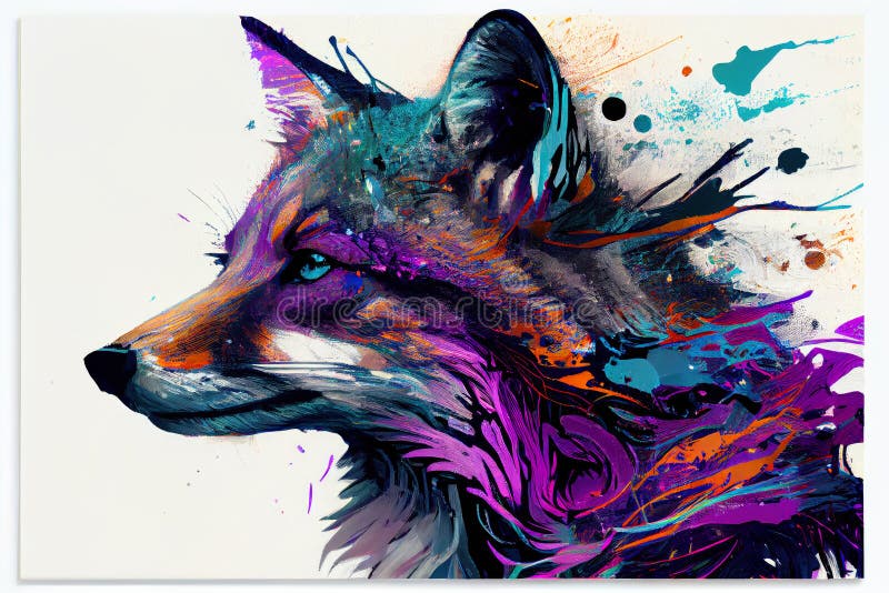 Beautiful Fox in Purple Til Tones Stock Illustration - Illustration of ...