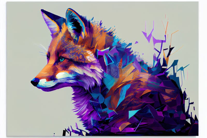 Beautiful Fox in Purple Til Tones Stock Illustration - Illustration of ...